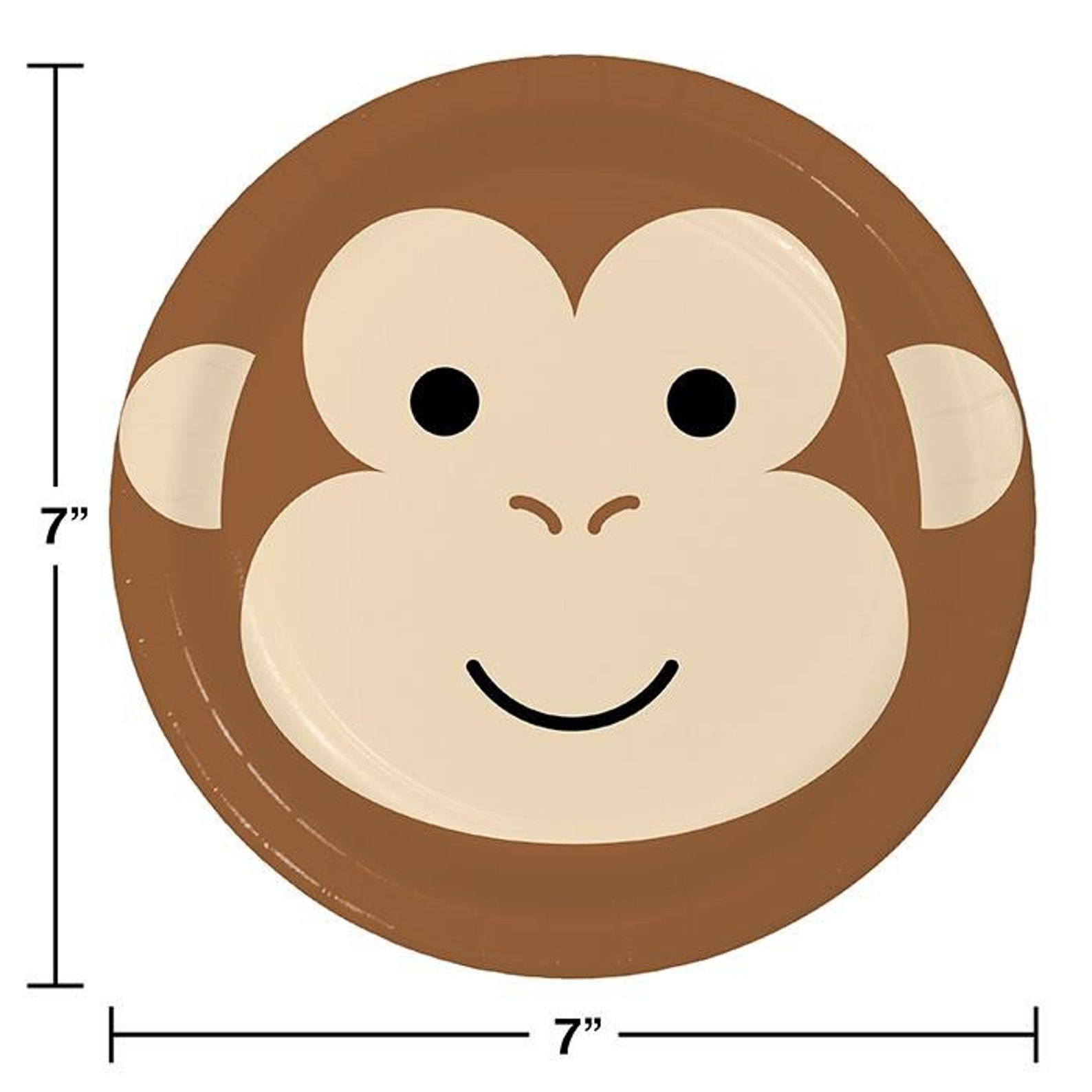 Monkey Animal Face Dessert Plates, Set of 8, Jungle Baby Shower, Jungle ...