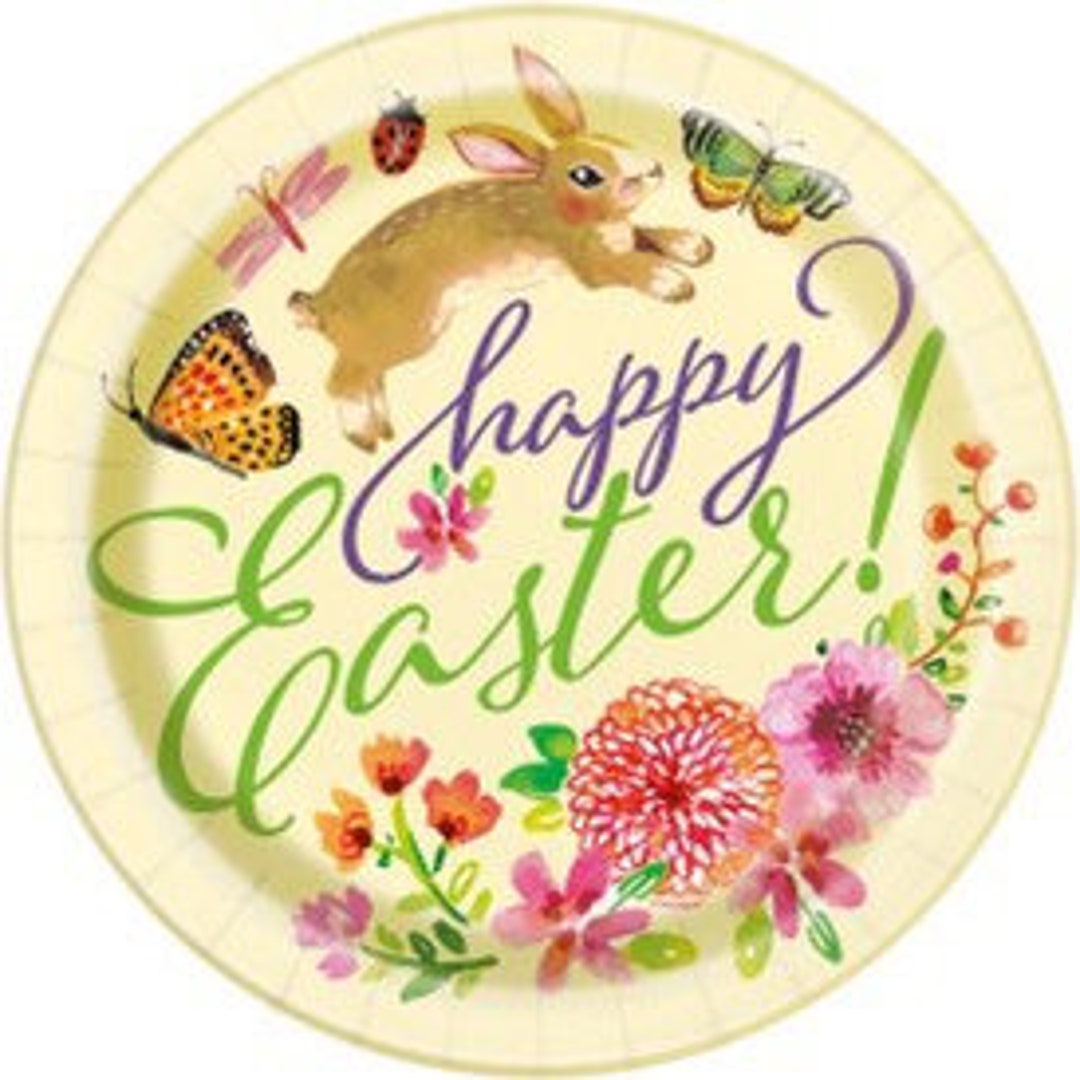 Floral Easter Bunny 9” Dinner Plates, Easter Plates, Bunny Birthday ...