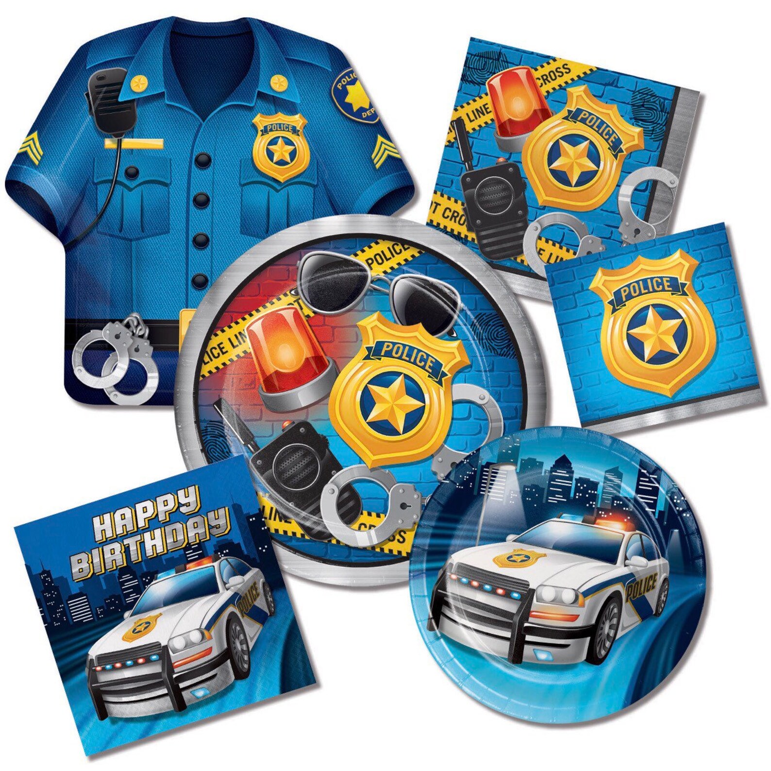 Police Party Dinner Plates, Set of 8, Police Party, Boy Baby Shower ...
