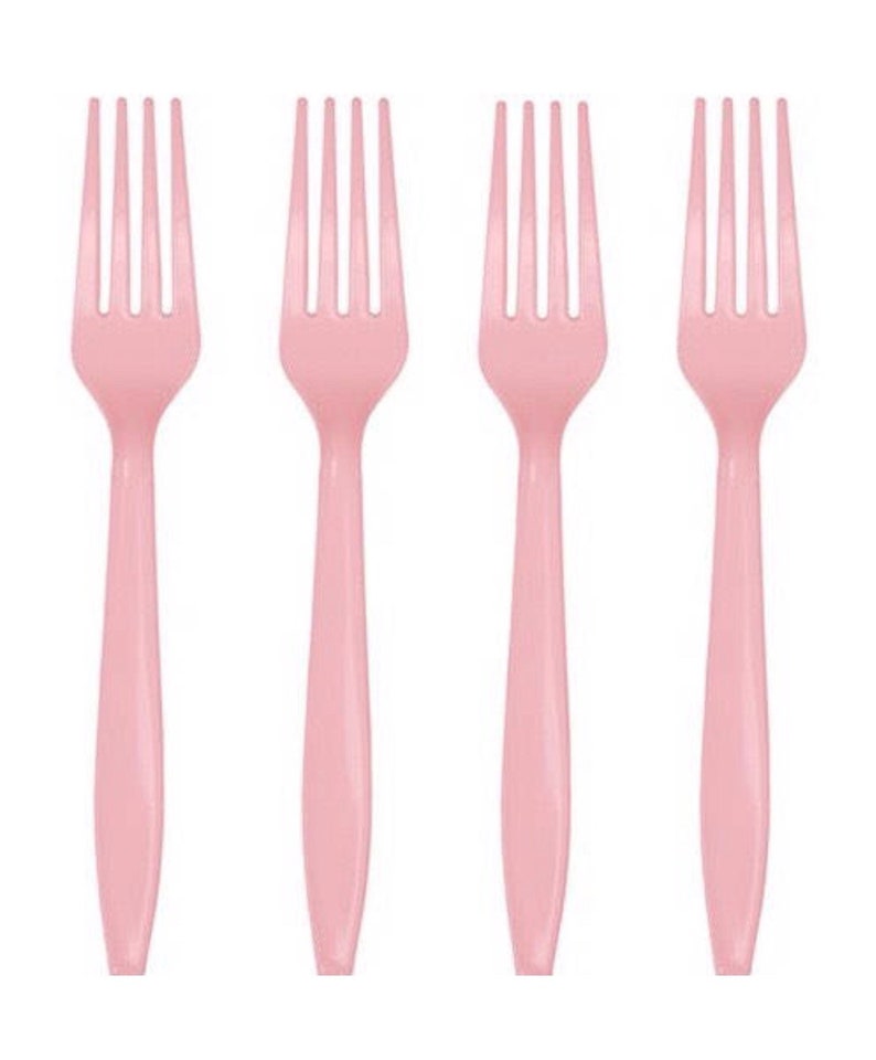 Pastel Pink Plastic Party Forks Set of 12 Perfect for Gender | Etsy