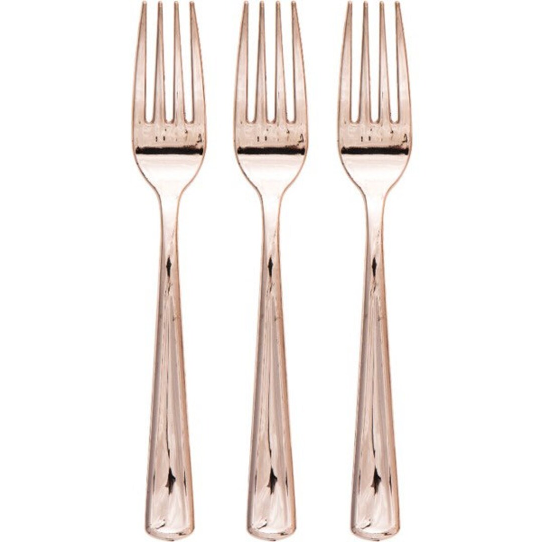 Rose Gold Metallic Plastic Party Forks, Set of 24 - Etsy