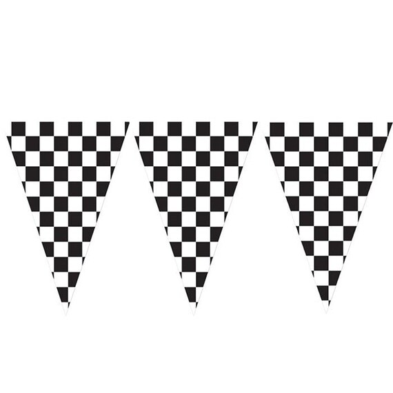 Black and White Check Pennant Banner 18 Inches Tall by 20 | Etsy