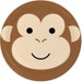 Monkey Animal Face Dessert Plates, Set of 8, Jungle Baby Shower, Jungle ...