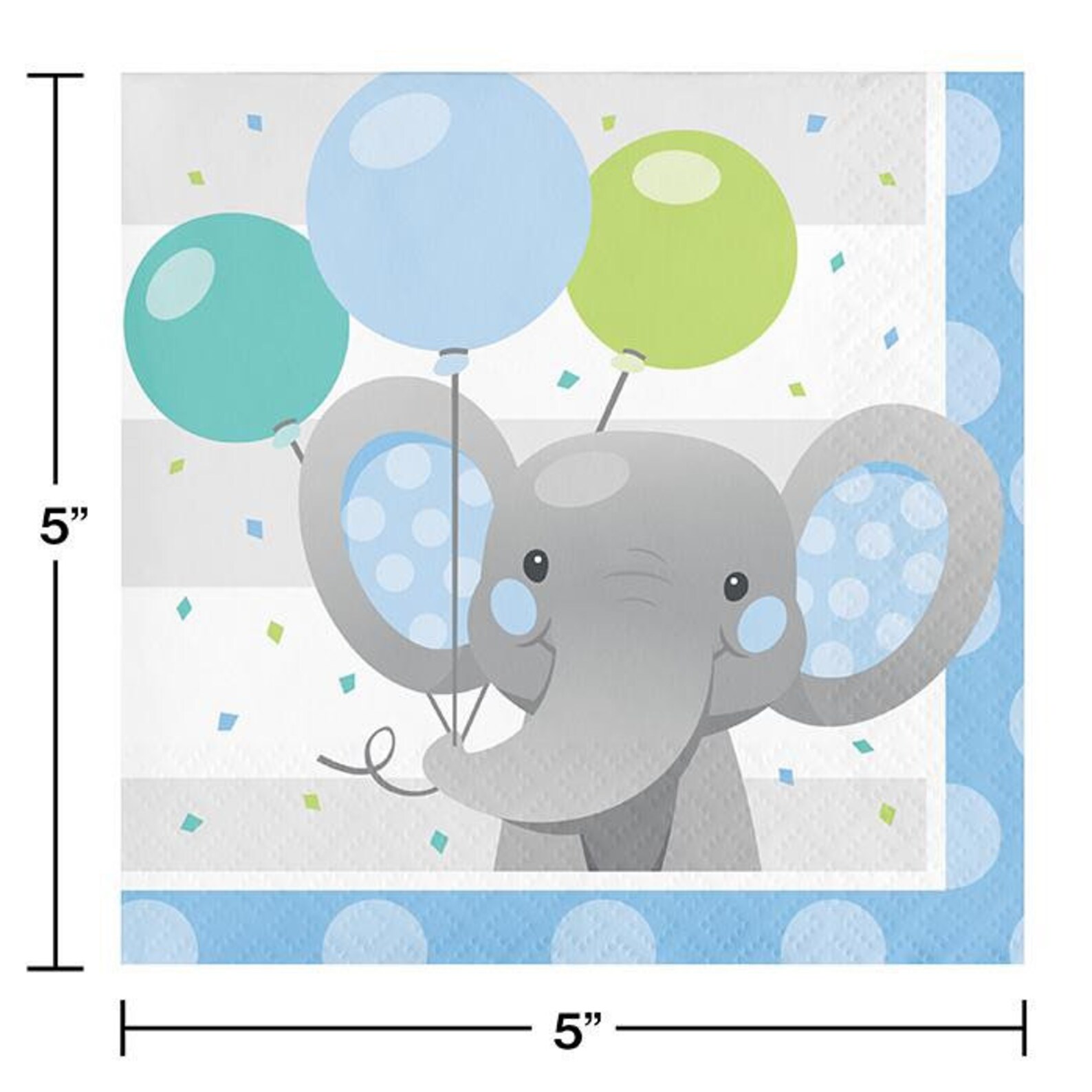 Elephant Blue Beverage Napkins, Set of 16, Elephant Themed Party ...