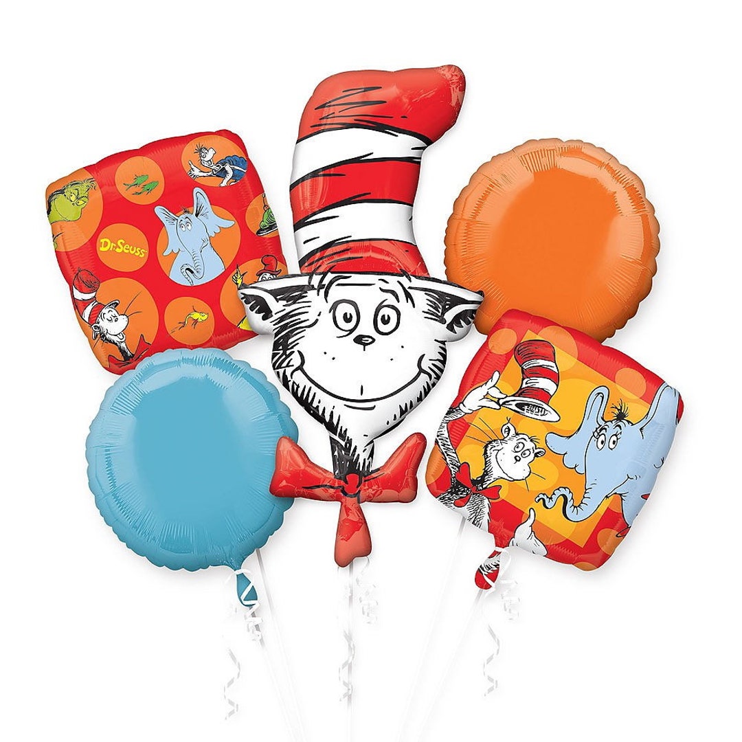 Dr. Seuss Balloon Bouquet, Set of 5 Balloons, Dr. Seuss Baby Shower, Dr ...