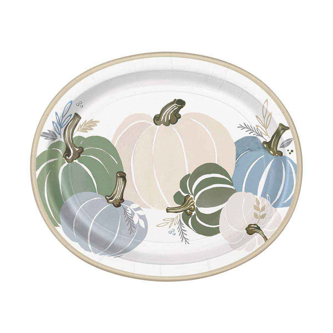 Modern Pastel Thanksgiving Oval Paper Plates, 12”, 8ct, Thanksgiving ...