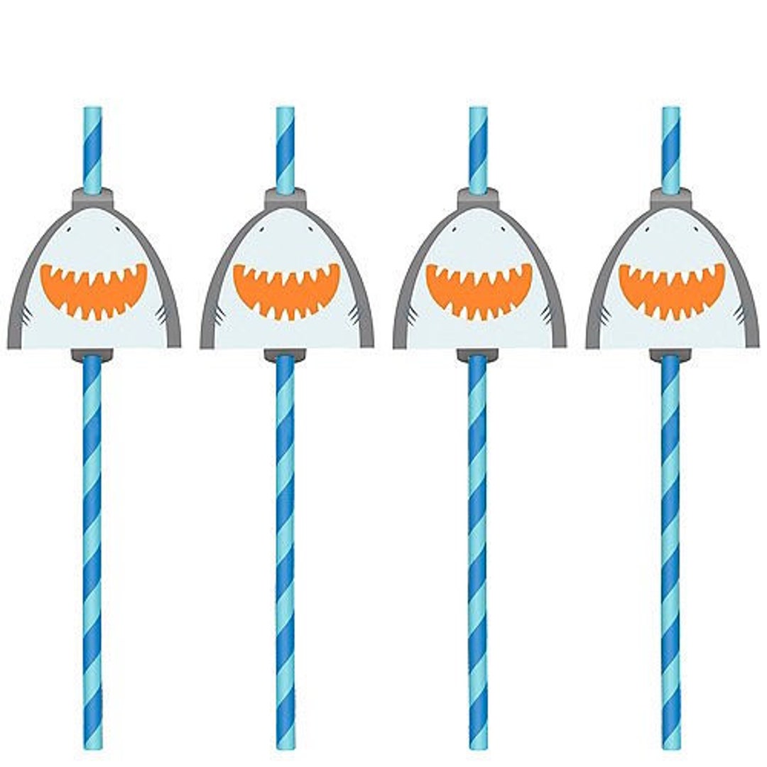 Shark Straws 12ct, 9 1/4in Paper Straws, Shark Party Straws - Etsy