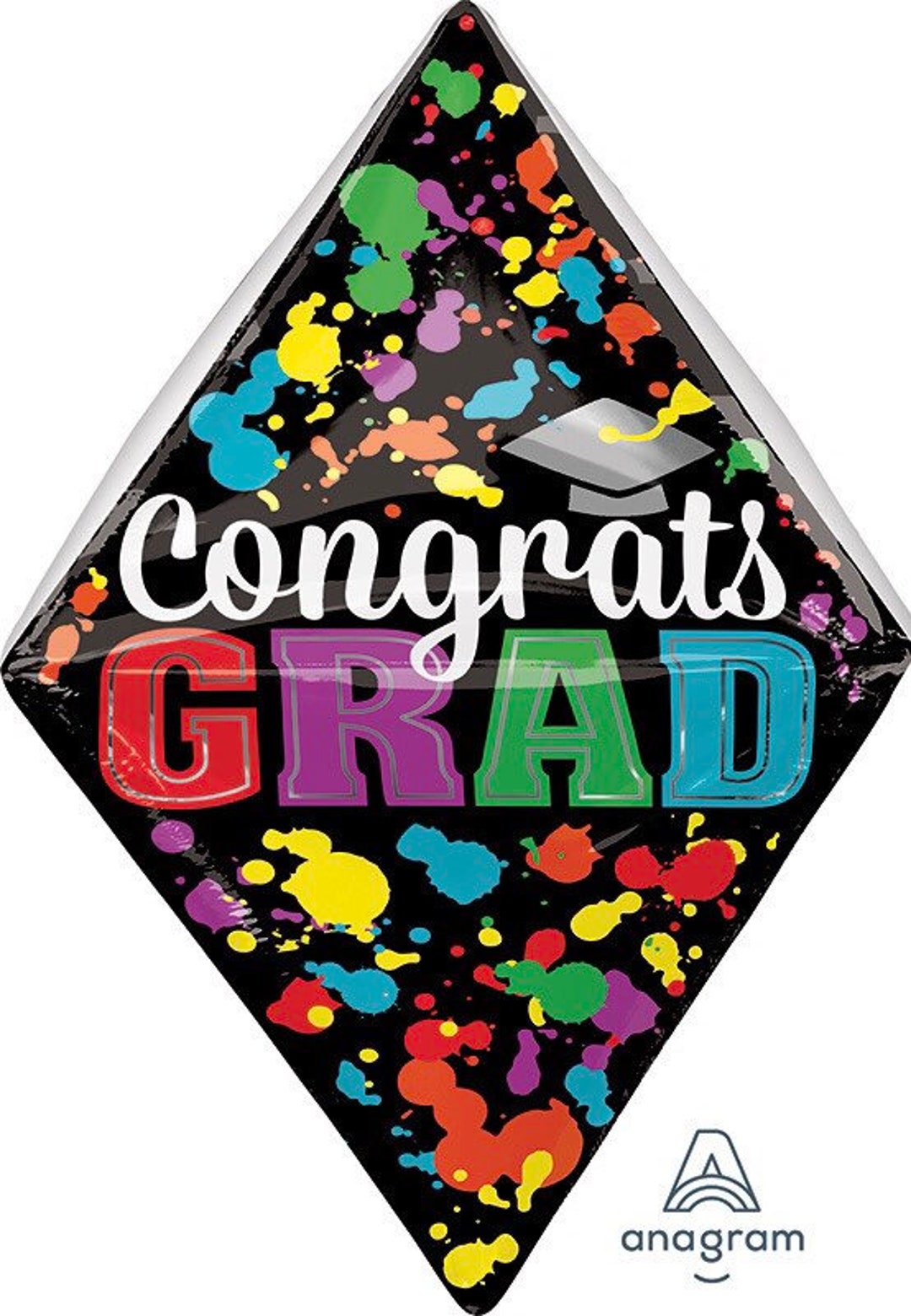 Congrats Grad Paint Splotch Anglez Foil 25” Balloon, Graduation Party ...