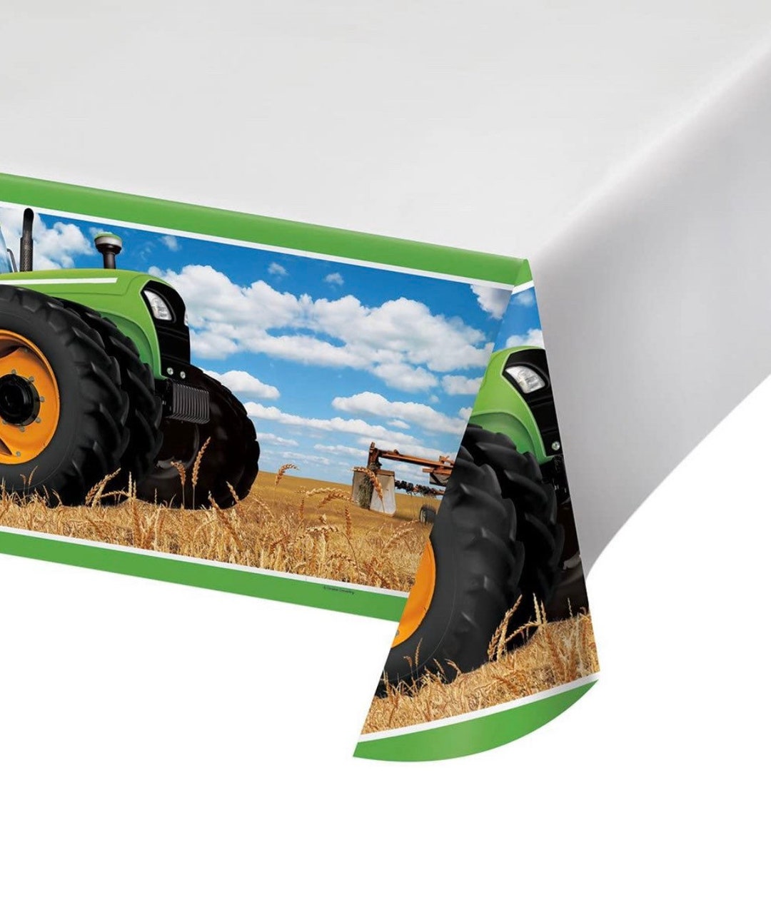 Tractor Time Border Print Plastic Tablecover, 54” X 102”, Tractor Time ...