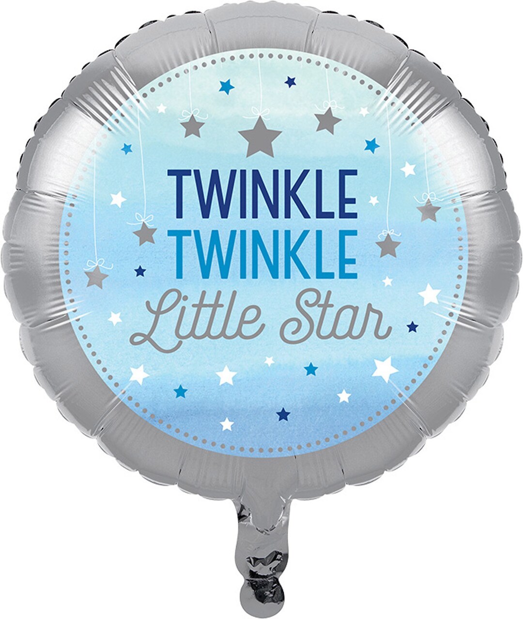 18" Twinkle Twinkle Little Star Balloon, Blue and Silver Baby Shower ...