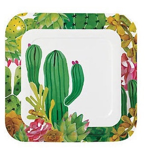 Cactus 9" Dinner Plates, Set of 8, Southwest Party Decor, Outdoor Party ...