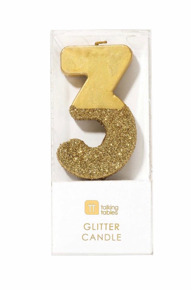 Gold Glitter Dipped 3 Candle Birthday Candle | Etsy