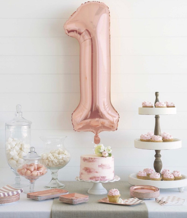 Rose Gold Number 1 Shaped Foil Balloon 34 Packaged - Etsy