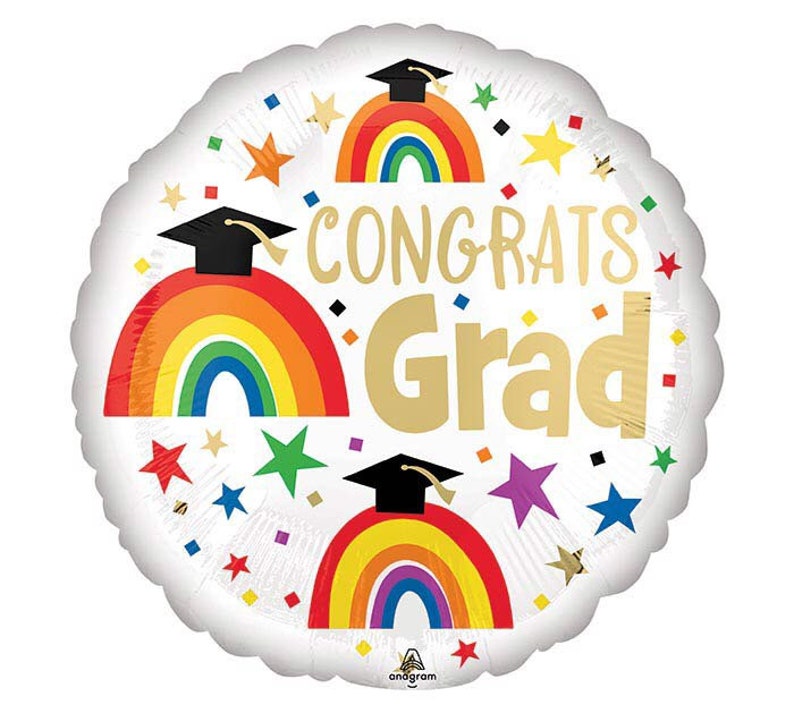 Rainbow Congrats Grad 18 Balloon Graduation Party - Etsy