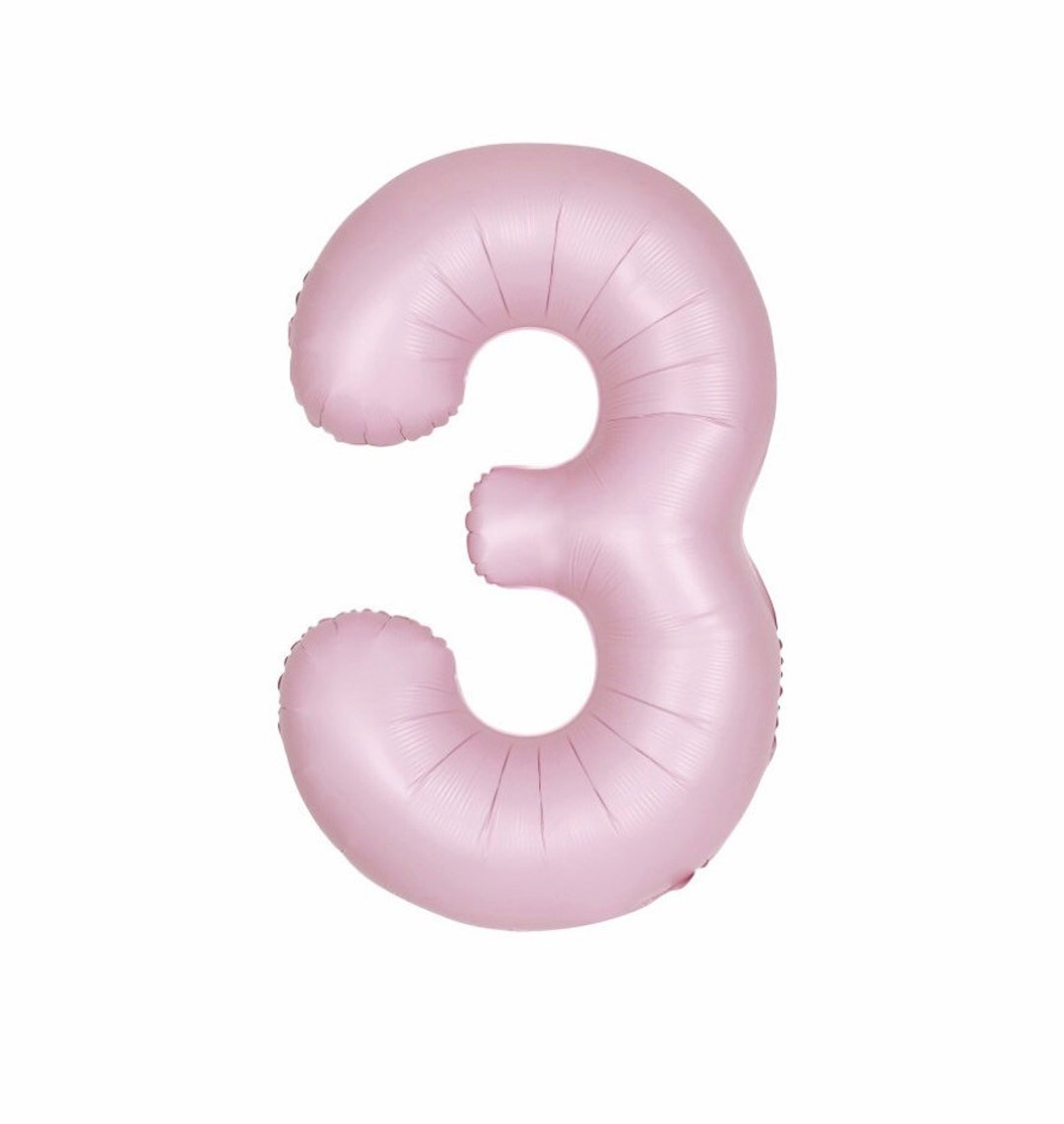 Pastel Matte Pink Number 3 Shaped Foil Balloon 34", Packaged - Etsy