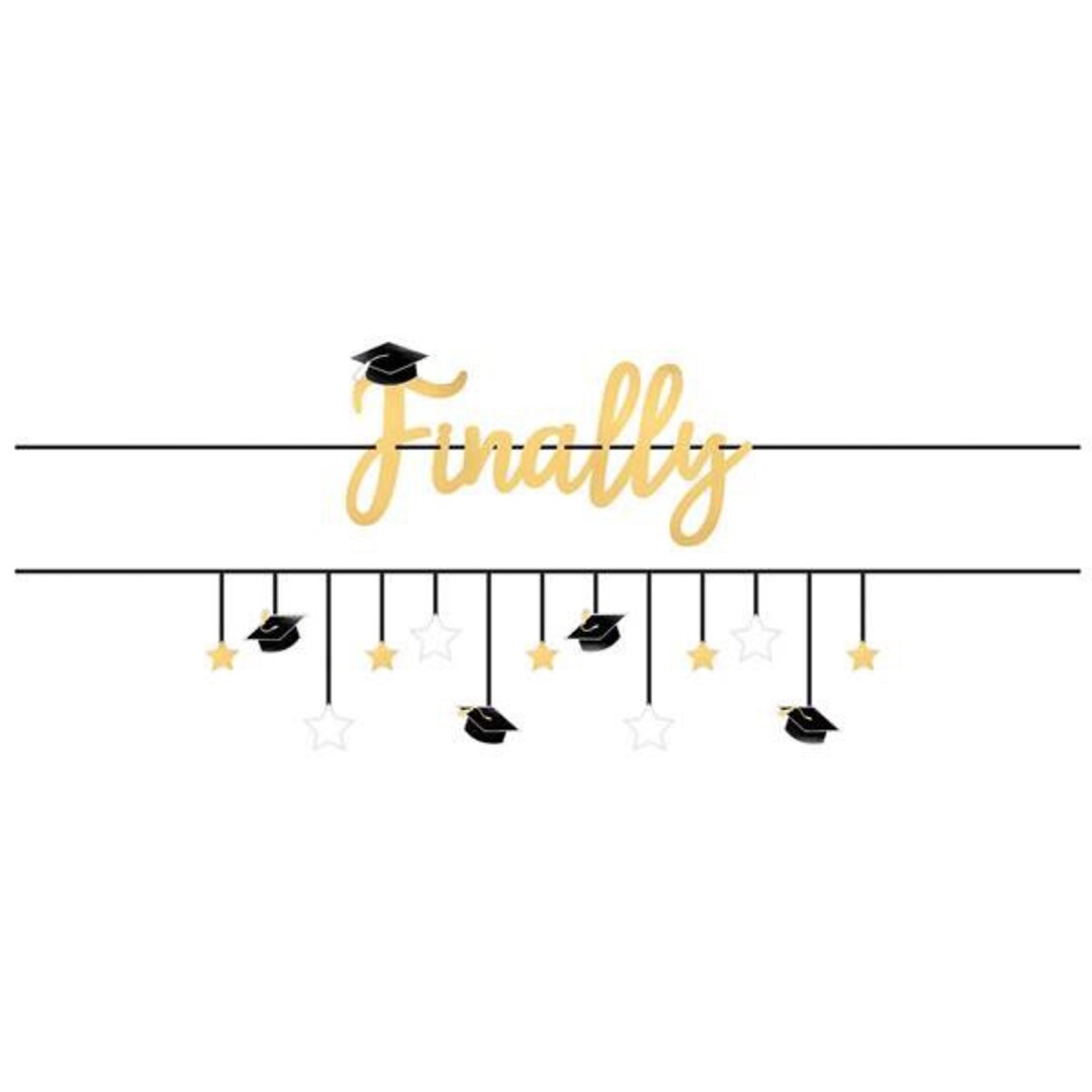 Finally Graduation Banner Set, Black and Gold Graduation Party Decor - Etsy