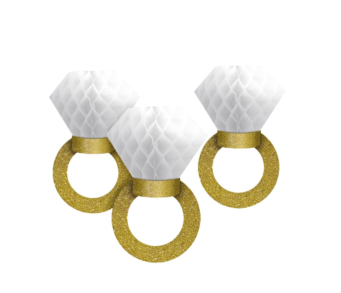 Gold Glitter Diamond Ring Hanging Honeycomb Decor Set of 3 - Etsy