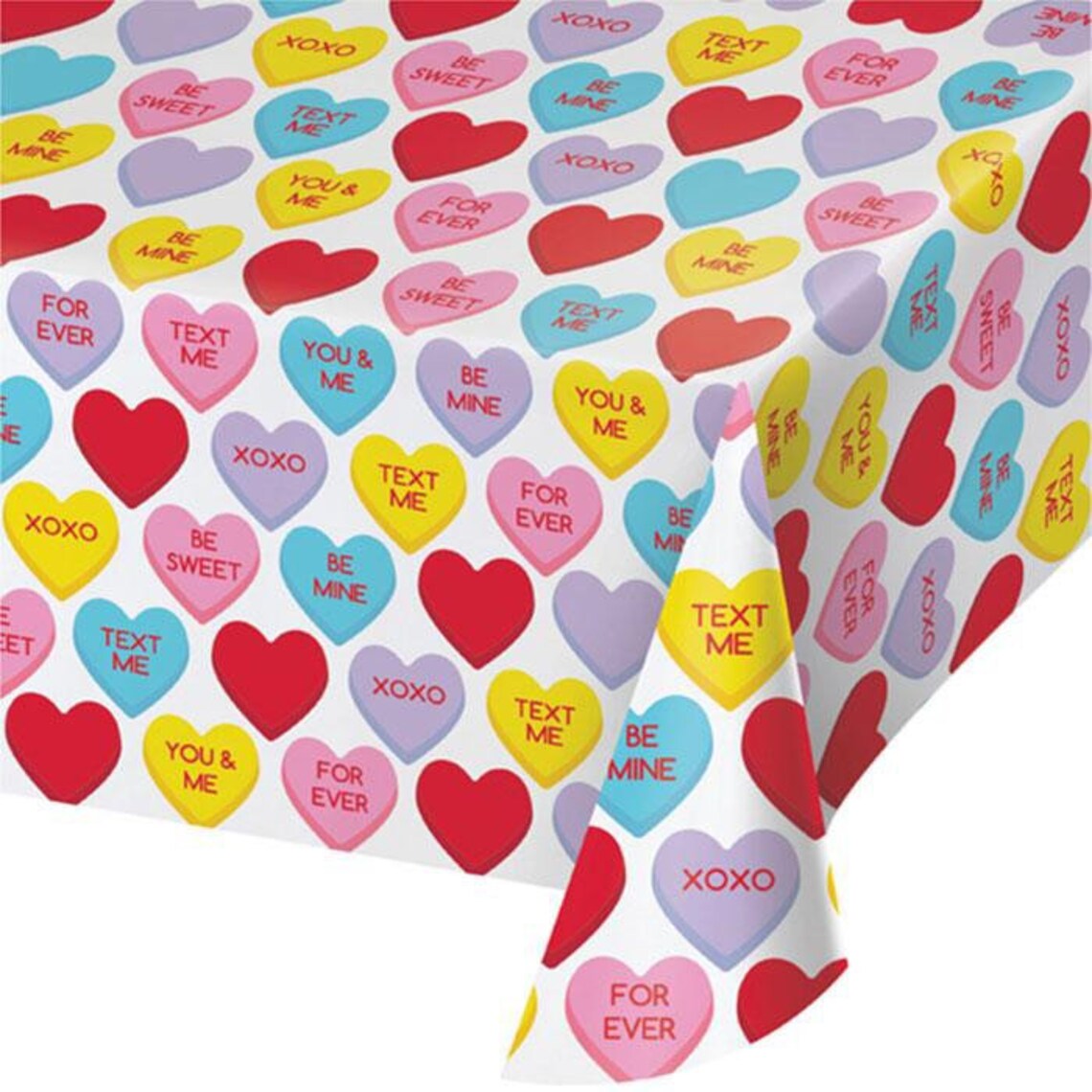 Candy Hearts Valentines Plastic Table Cover 54 X 102 - Etsy