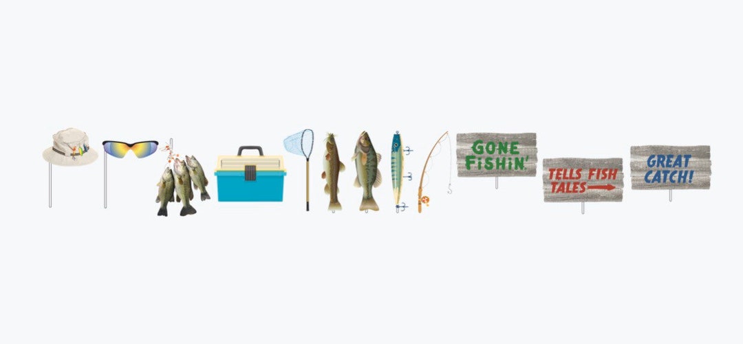 Gone Fishing Photo Props, 12 Piece Set, Fish Birthday Party, Retirement ...