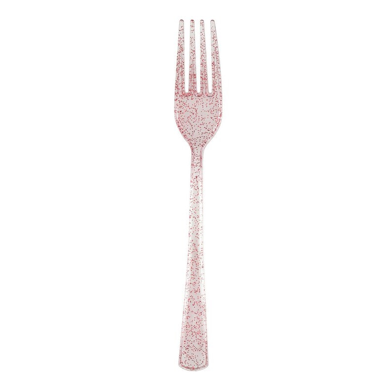 Pink Glitter Plastic Party Forks, Set of 18, Perfect for Gender Reveal ...