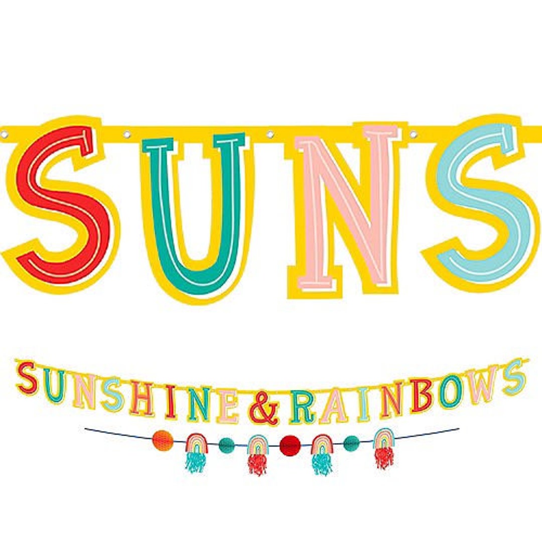 Sunshine & Rainbows Banners, 2ct - Retro Rainbow, Rainbow Birthday - Etsy
