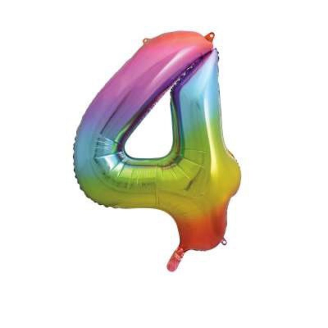 Rainbow Number 4 Shaped Foil Balloon 34", Birthday Party Supplies - Etsy