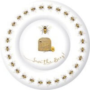 Save the Bees Dinner Plates, Set of 8, Sweet as Can Bee, Happy Bee Day ...
