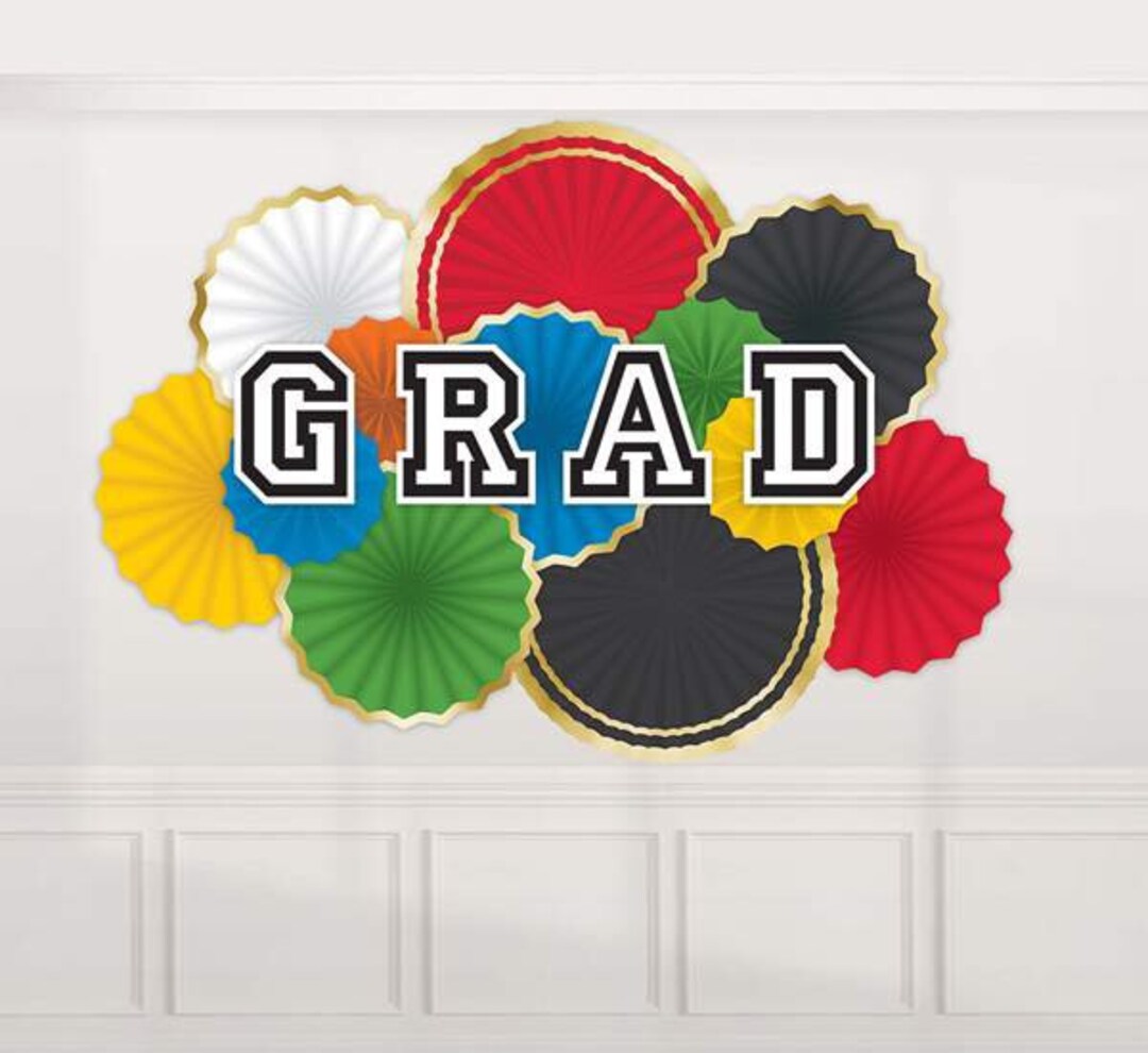 Graduation Deluxe Multicolor Fan Decorating Kit, 16 piece set ...