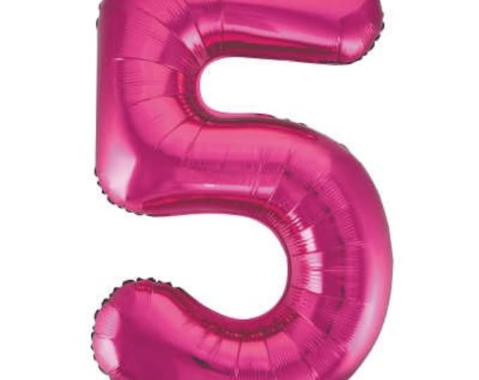 Hot Pink Number 5 Shaped Foil Balloon 34, Packaged - Etsy