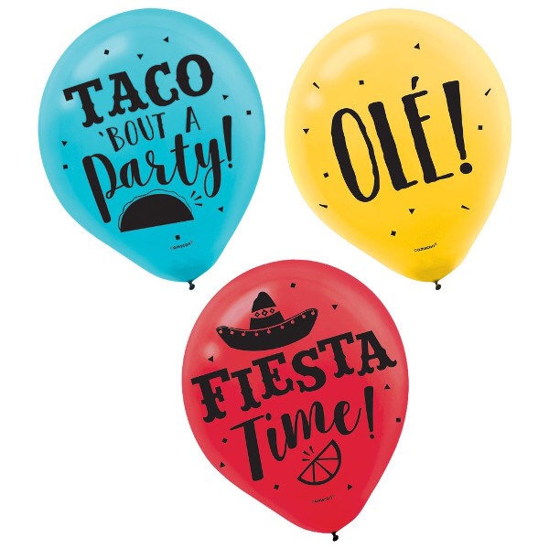 12" Fiesta Balloons - Set of 15 Latex Balloons-red, Yellow, Blue ...
