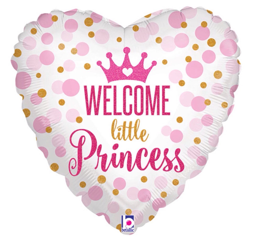 18" Welcome Little Princess Balloon, Glitter Holographic Balloon ...