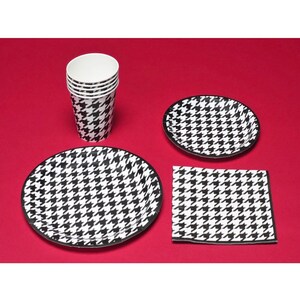 Black and White Houndstooth Dinner Plates, Set of 8, Alabama Football ...