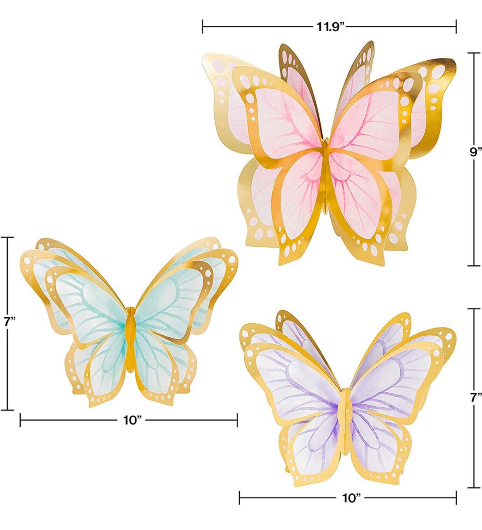 Butterfly Shimmer Centerpieces 3 Piece Set Butterfly - Etsy