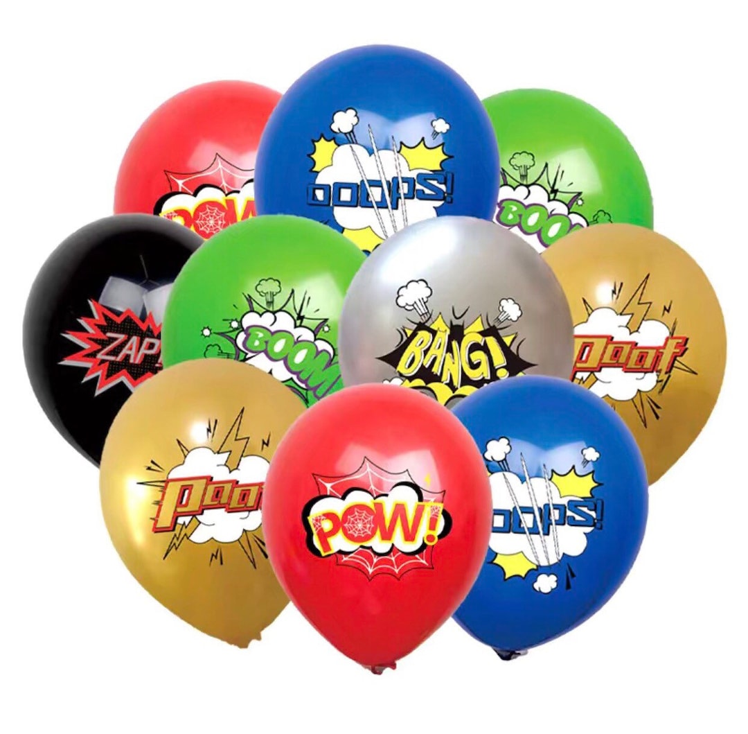 Superhero Latex 12 Balloons, Set of 10, Superhero Party, Superhero ...