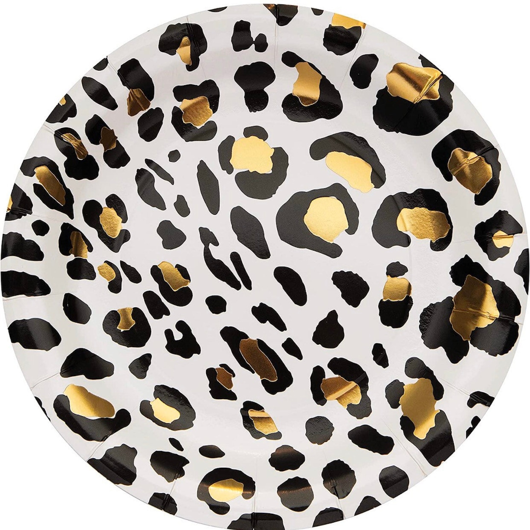 Leopard Print Foil Dinner Plates, Set of 8, Jungle Baby Shower, Jungle ...
