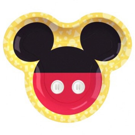 Mickey Mouse Shaped Plates Set of 8 Mickey Mouse Birthday | Etsy