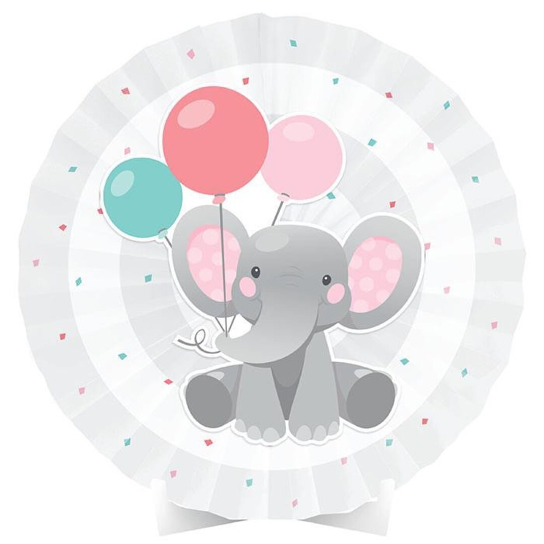 Elephant Pink Table Centerpiece Paper Fan, Elephant Themed Party ...