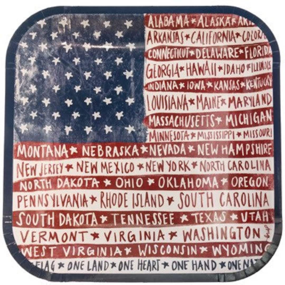 One Flag One Nation Dinner Plates, Set of 8, Patriotic Party, 4th of ...