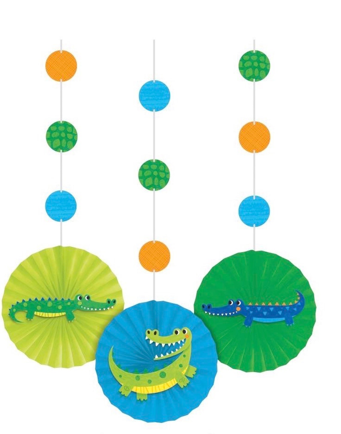 Alligator Hanging Paper Fan Decor, Set of 3, Alligator Party - Etsy