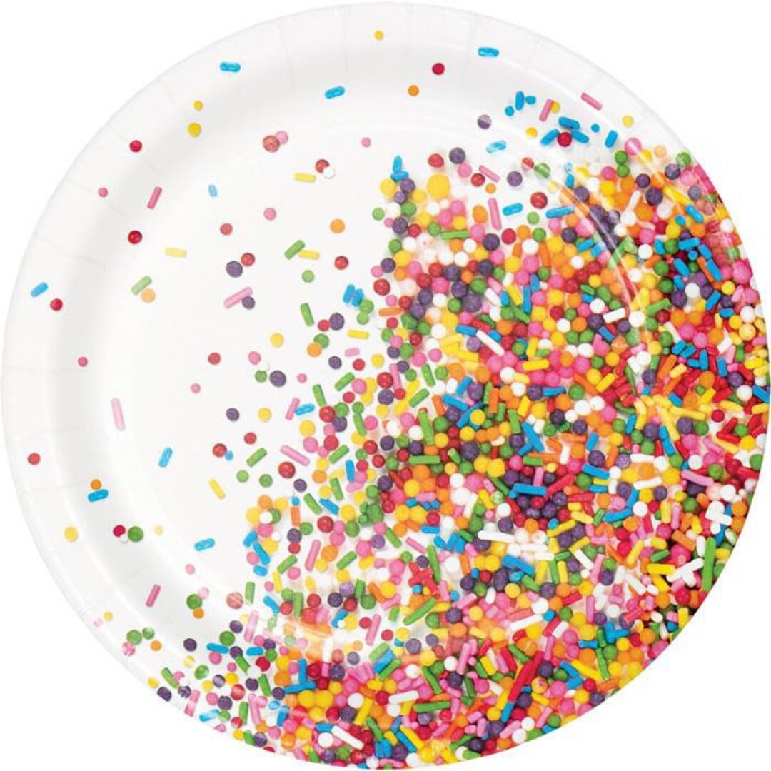 Sprinkles Dessert Plates, Set of 8, 7”, Ice Cream or Donut Party ...