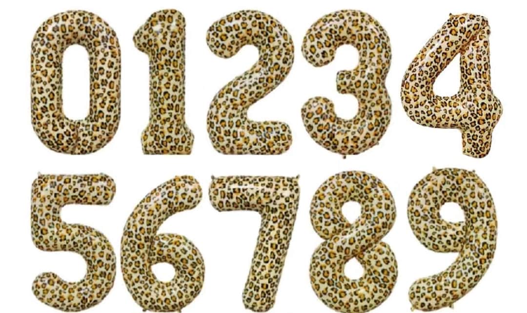Cheetah Print Foil 32” Number Balloon, Choose From Numbers 0-9, Leopard ...