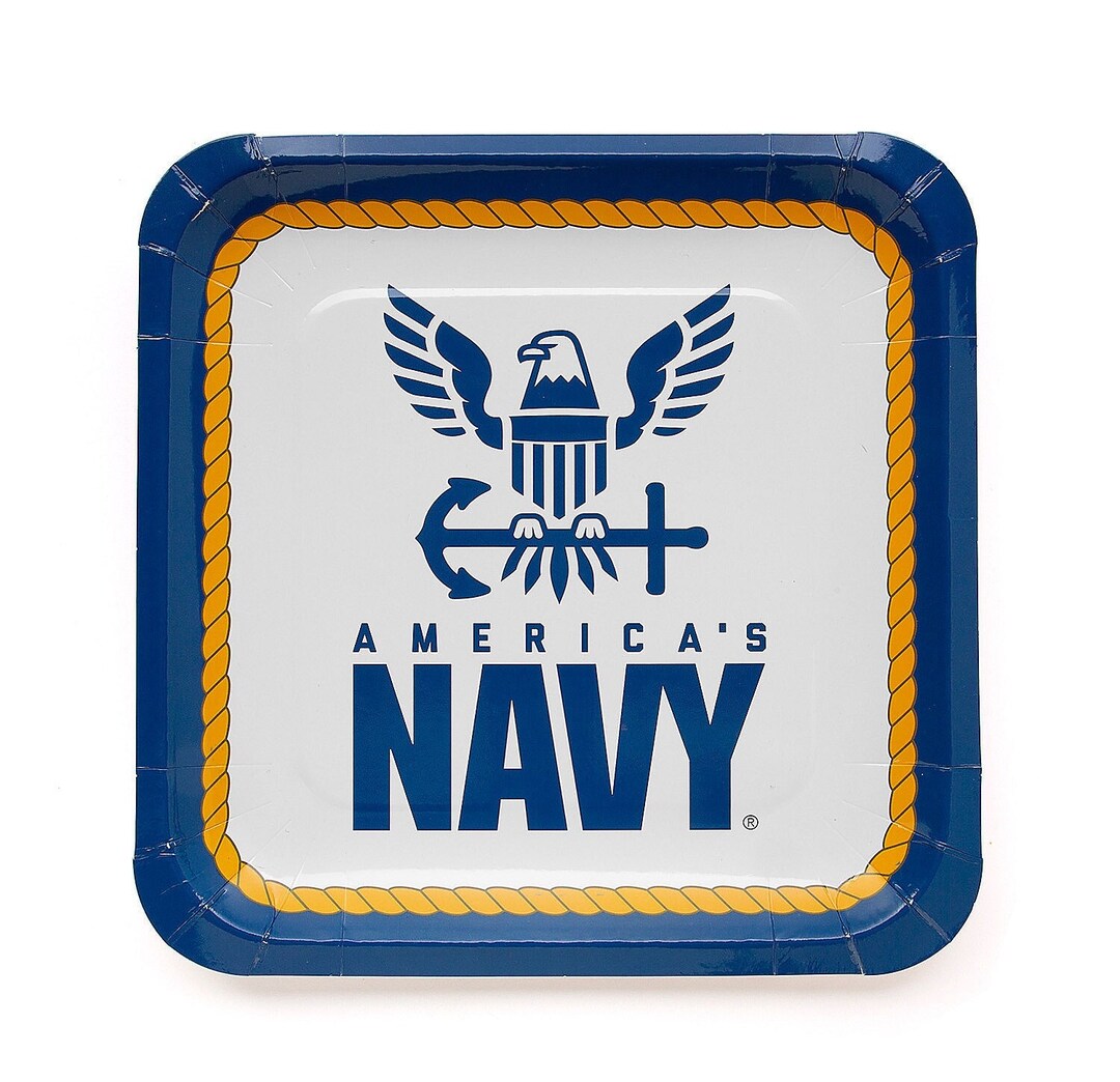 U.S. Navy Square Dinner Plates, Set of 8, Military Party, Military ...
