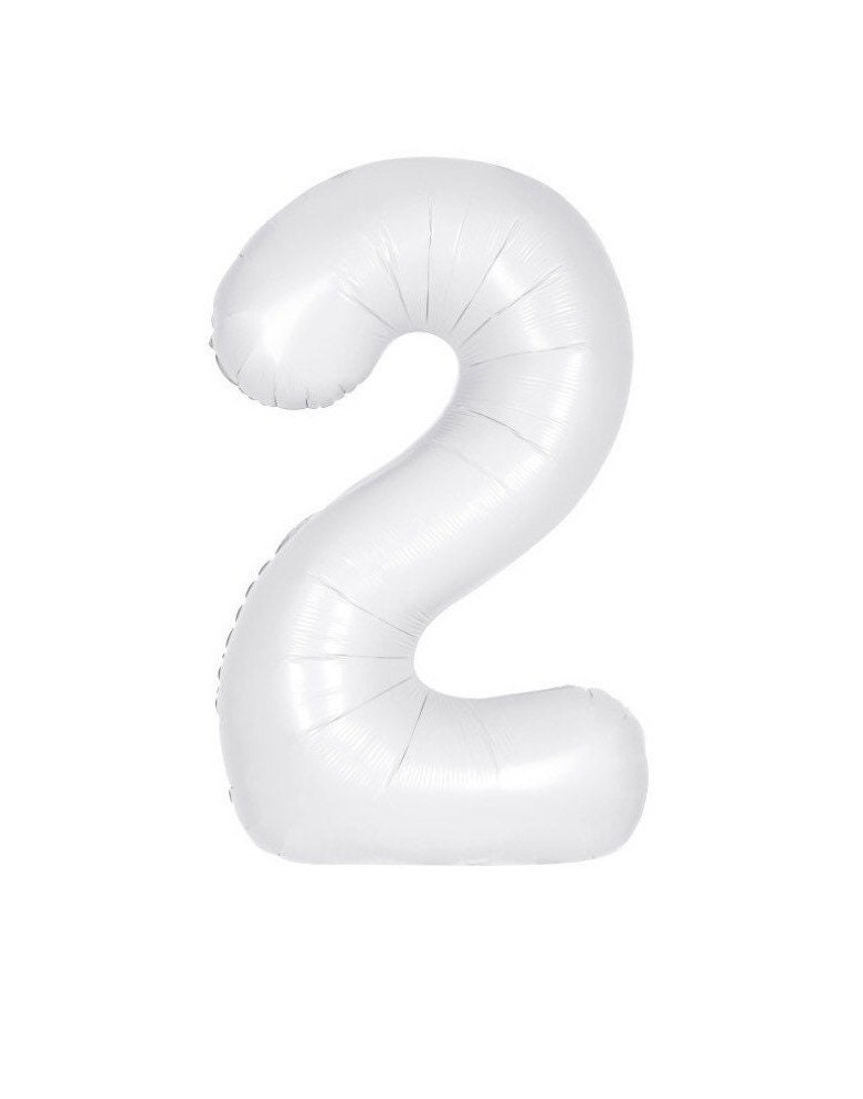 Matte White Number 2 Shaped Foil Balloon 34", Packaged - Etsy