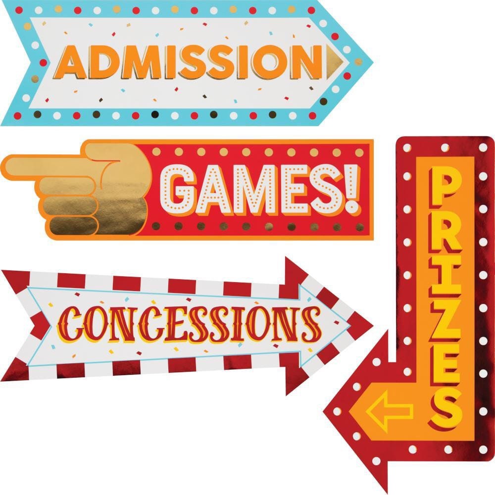 Circus Carnival Foil Signs Set of 4 Circus Themed Birthday | Etsy