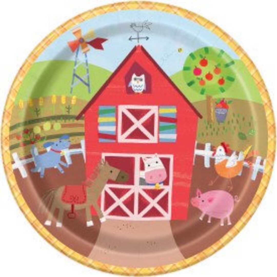 Farm Party 9" Dinner Plate, Set of 8, Barnyard Party - Etsy