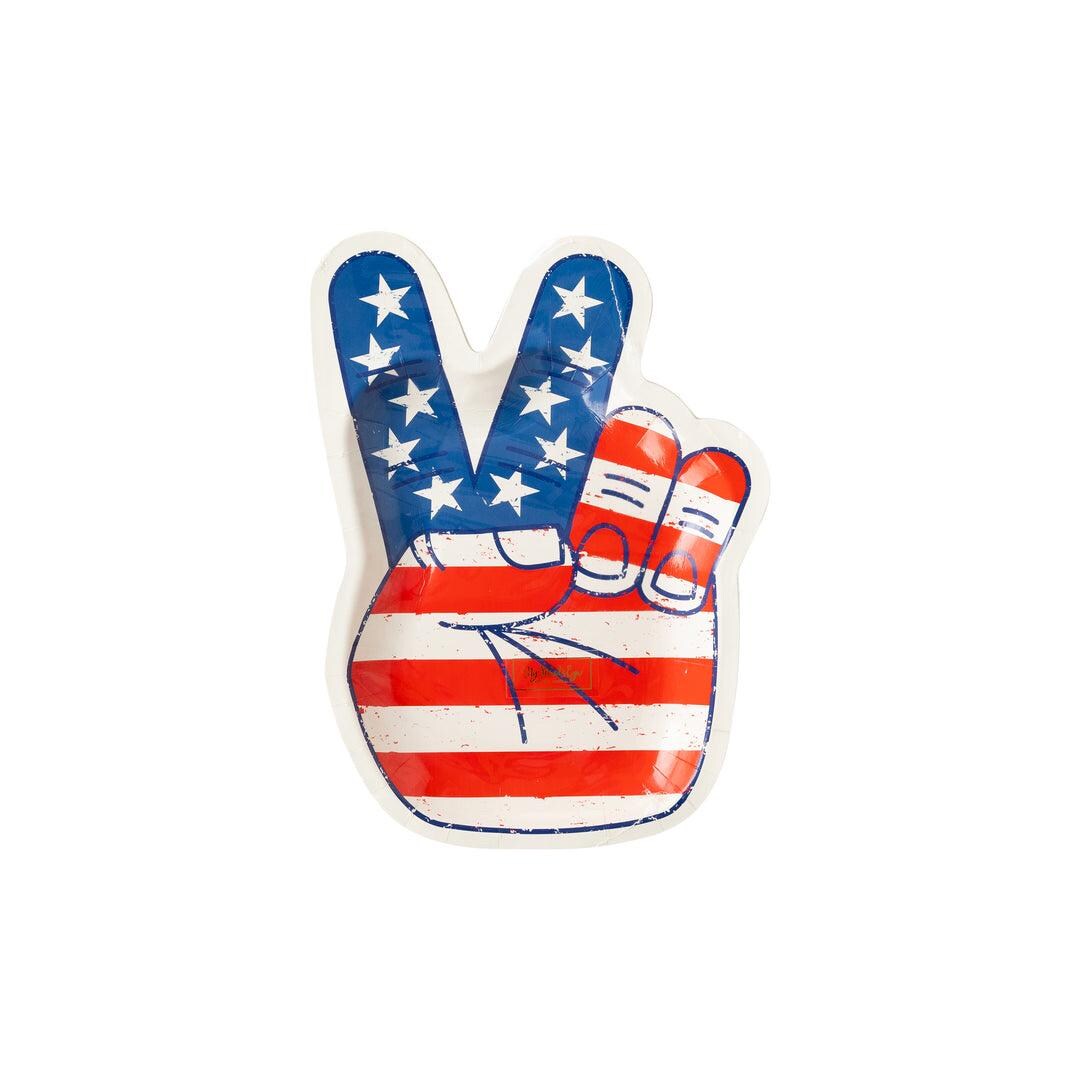 Peace Flag Hand American Plates, Set of 12, Patriotic Party, 4th of ...
