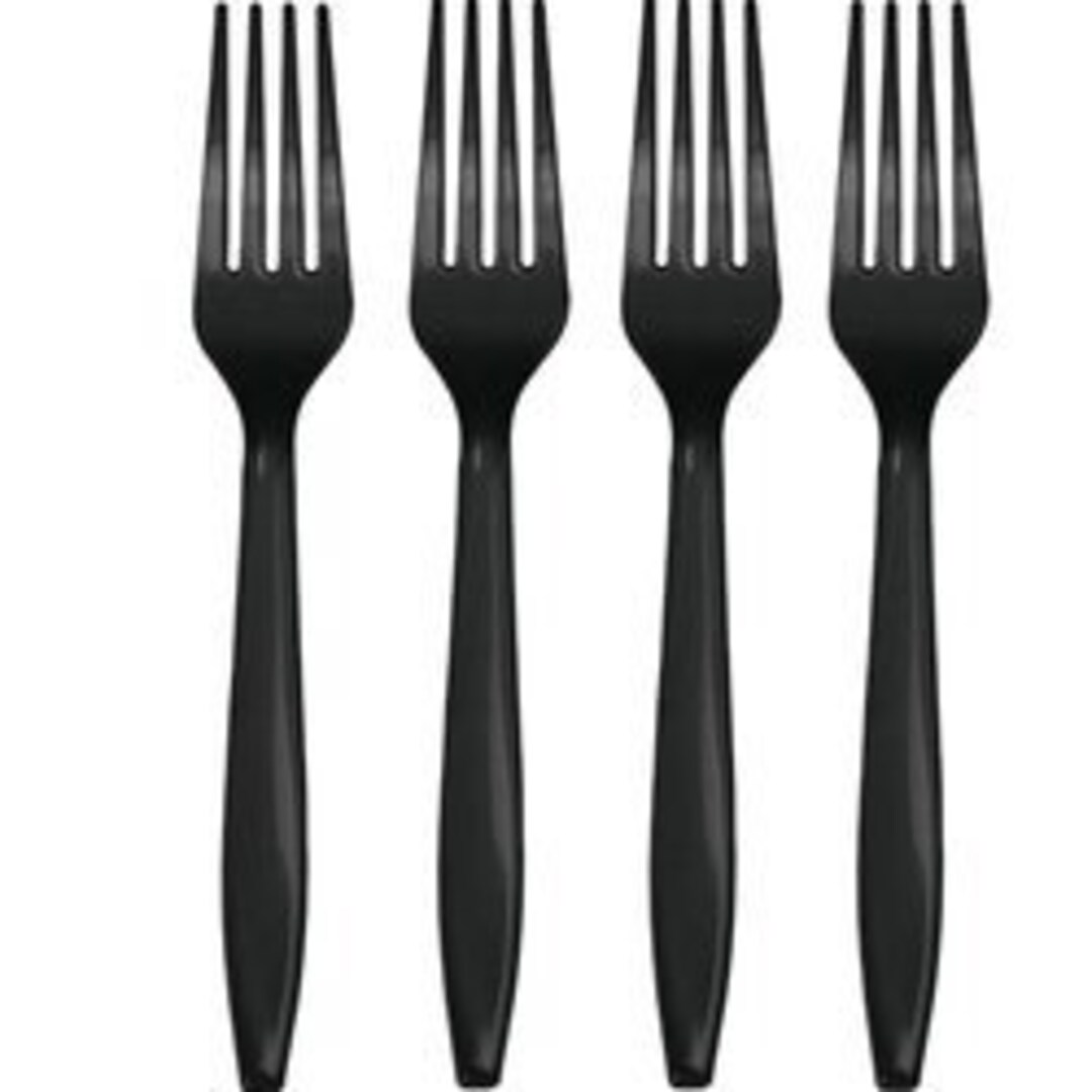 Black Plastic Party Forks, Set of 12, Perfect for Halloween, Weddings ...