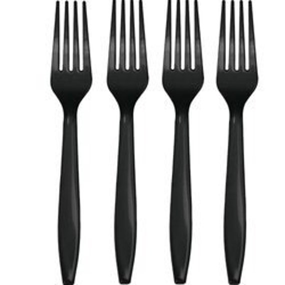Black Plastic Party Forks Set of 12 Perfect for Halloween - Etsy
