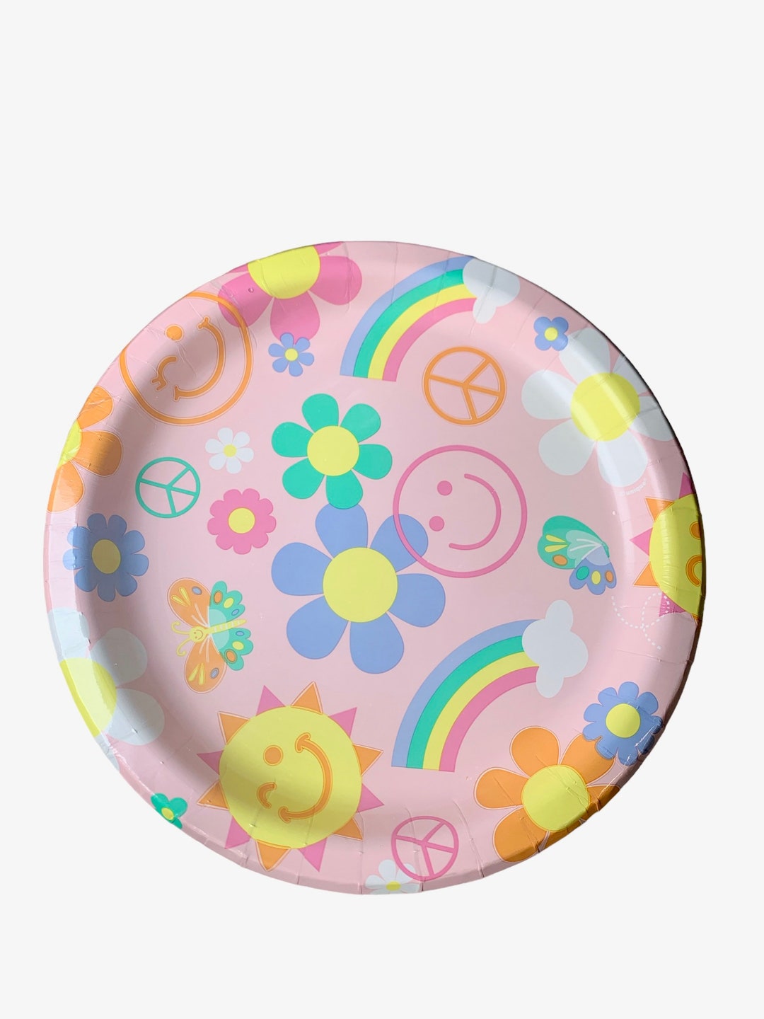 Groovy Paper Dinner Plates 9”dinner Peace Love Happy Birthday Party ...