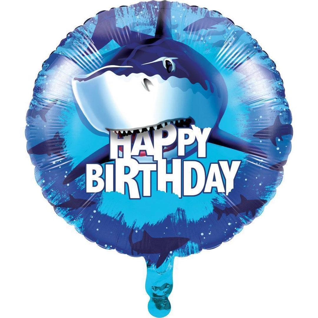 Shark Splash Metallic Balloon, 18-inch, Shark Party, Shark Theme Party ...